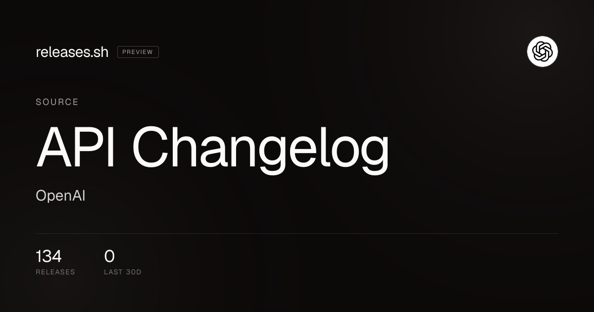 API Changelog — OpenAI — releases.sh